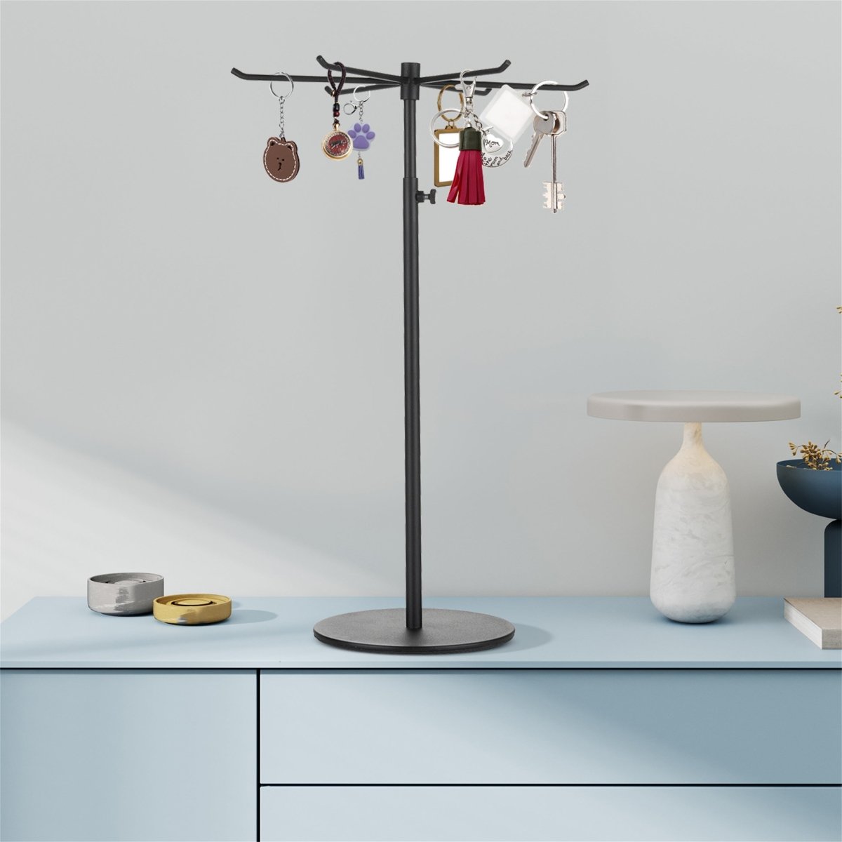 Rotating Keychain Display Stand - Height-adjustable Black Metal Jewelr ...
